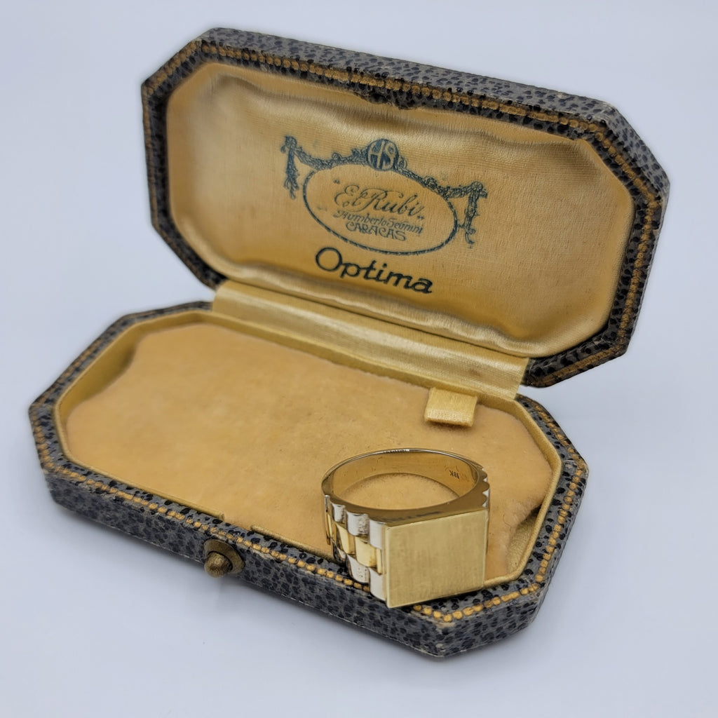 Rare Hand Crafted Vintage Mens Rolex Design Signet Ring in 18K Gold ...