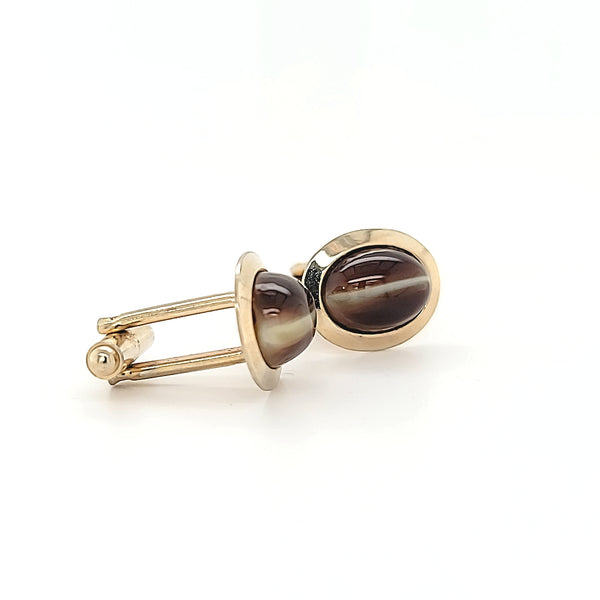 Rare Vintage Hand-Crafted Gold Plated Cufflinks with Dazzling Cat's ...